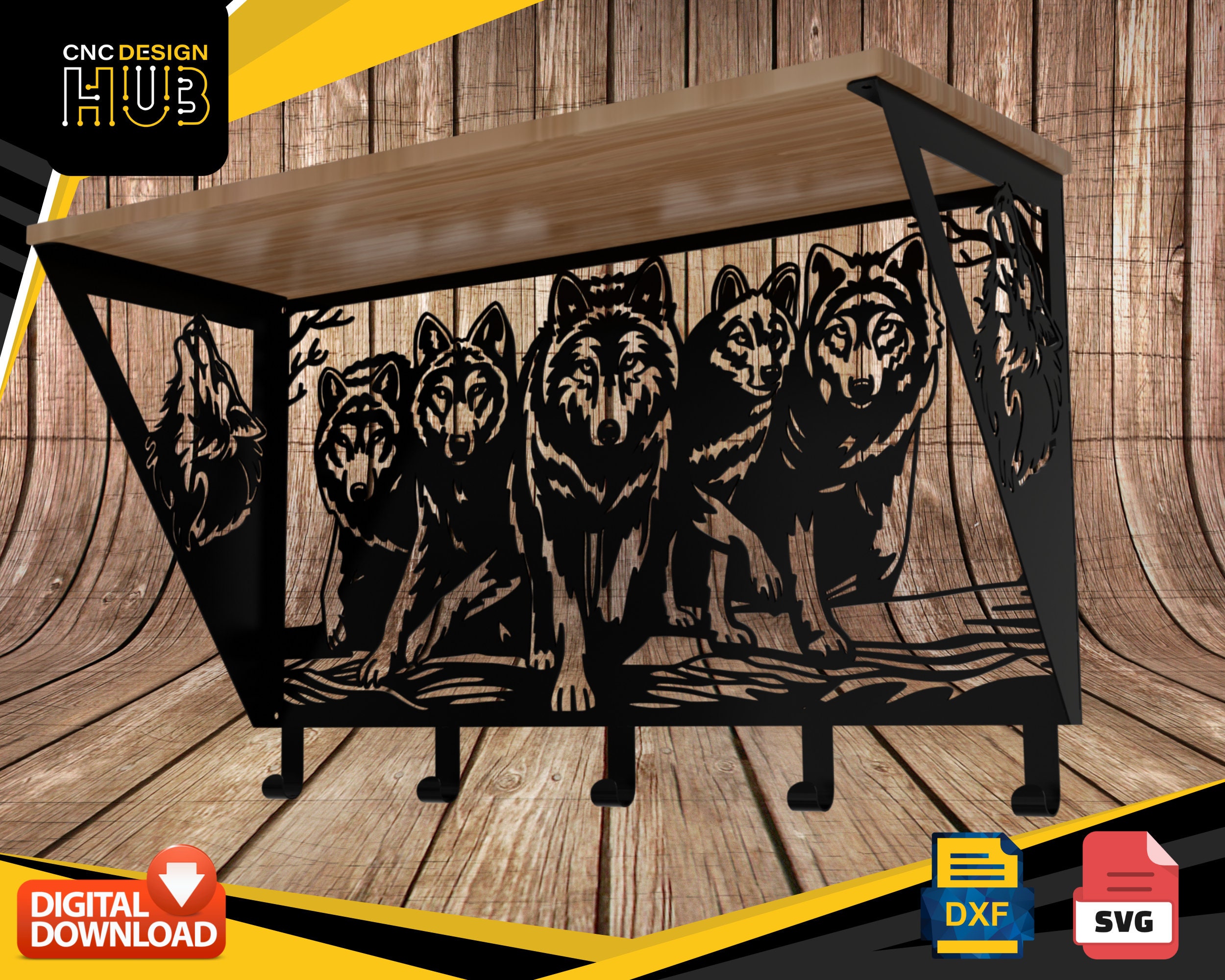 Wolf Art Shelf and Hanger Bracket Designed for CNC Machines, Plasma ...