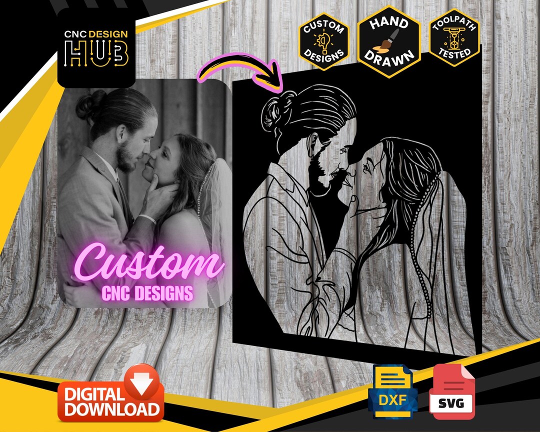 Custom 2 Person Portrait Drawing - Designed for CNC Machines - Plasma ...