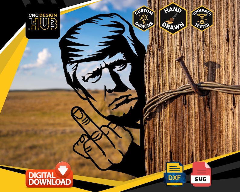 Trump Middle Finger Peaking Corner - Designed for CNC Machines - Plasma ...