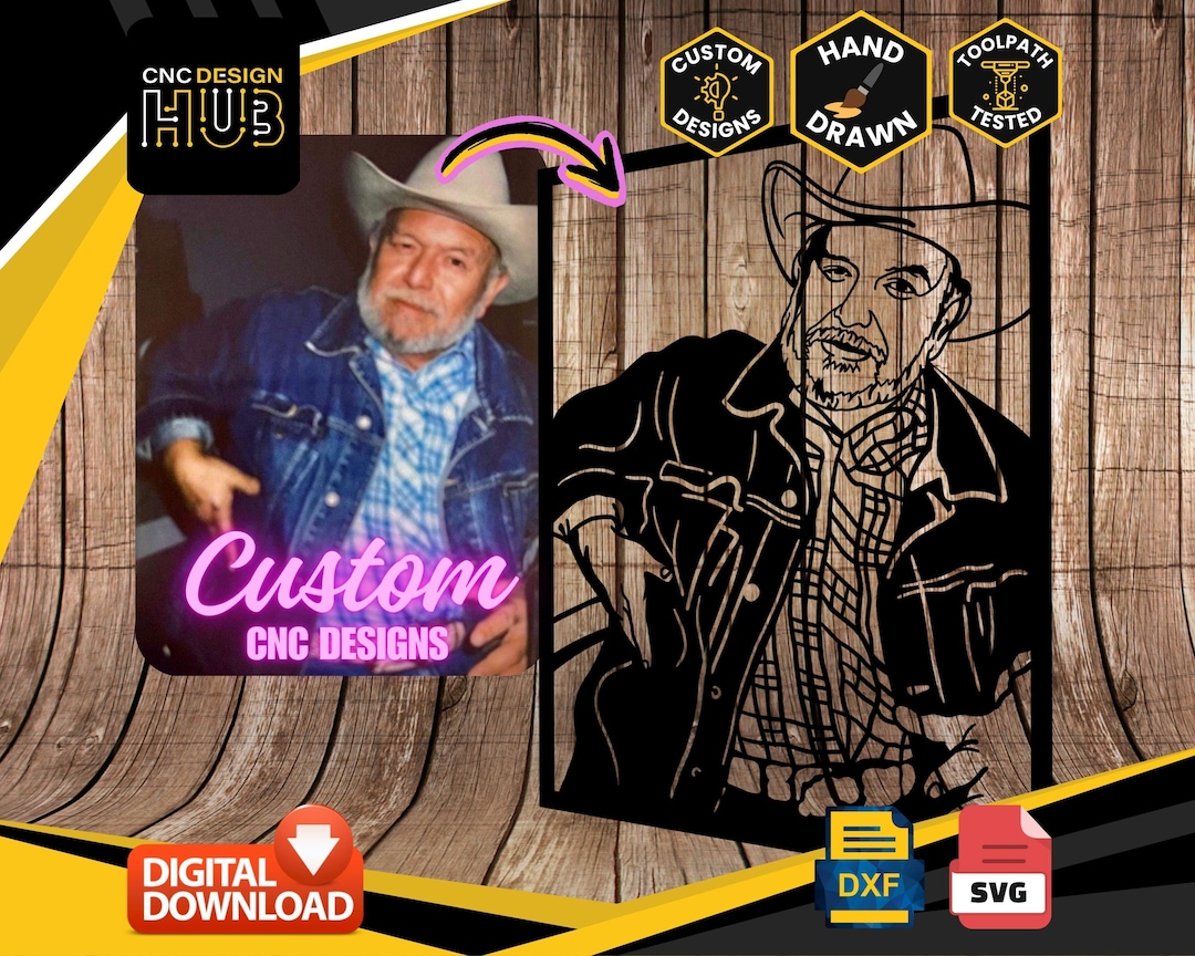 Custom Portrait Drawing - Designed for CNC Machines - Plasma, Laser ...