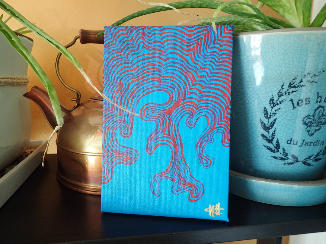 Cranberry Ocean; Original Flow Painting; Canvas - Etsy