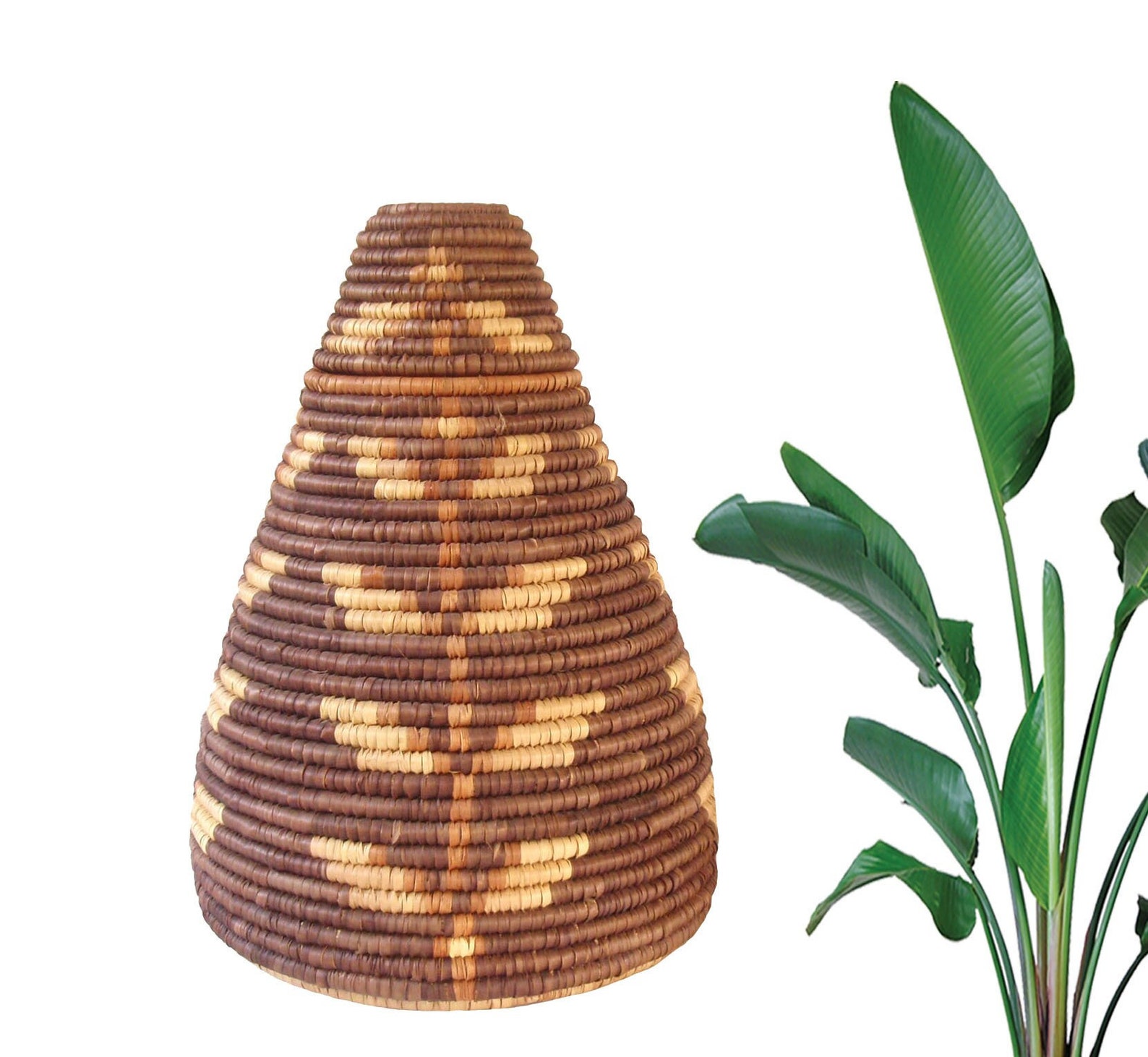 Large Unique Zulu African Coil Basket/ Cone Shaped Lidded | Etsy