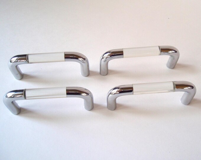 Beautiful Chrome & Lucite Drawer Pulls/ Set of 4/ Mid Century - Etsy