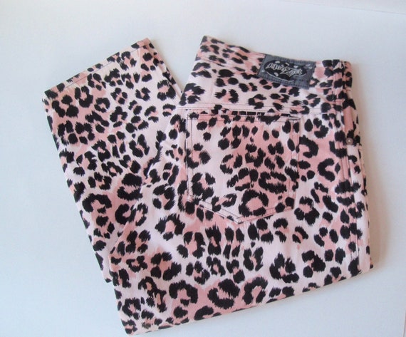 RARE ModZart British 80s PINK Leopard Print Jeans/ Vi… - Gem