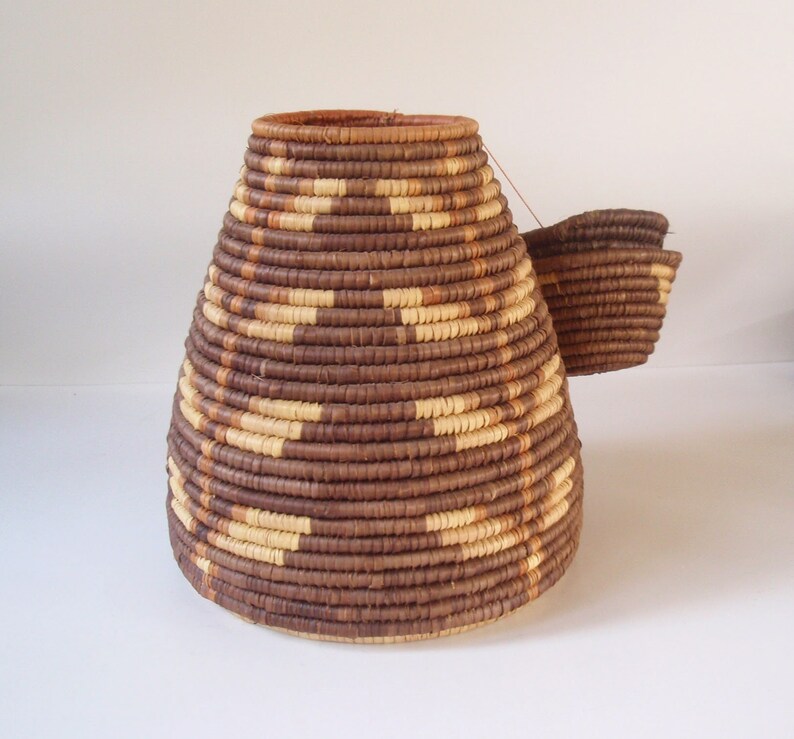 Large Unique Zulu African Coil Basket/ Cone Shaped Lidded | Etsy