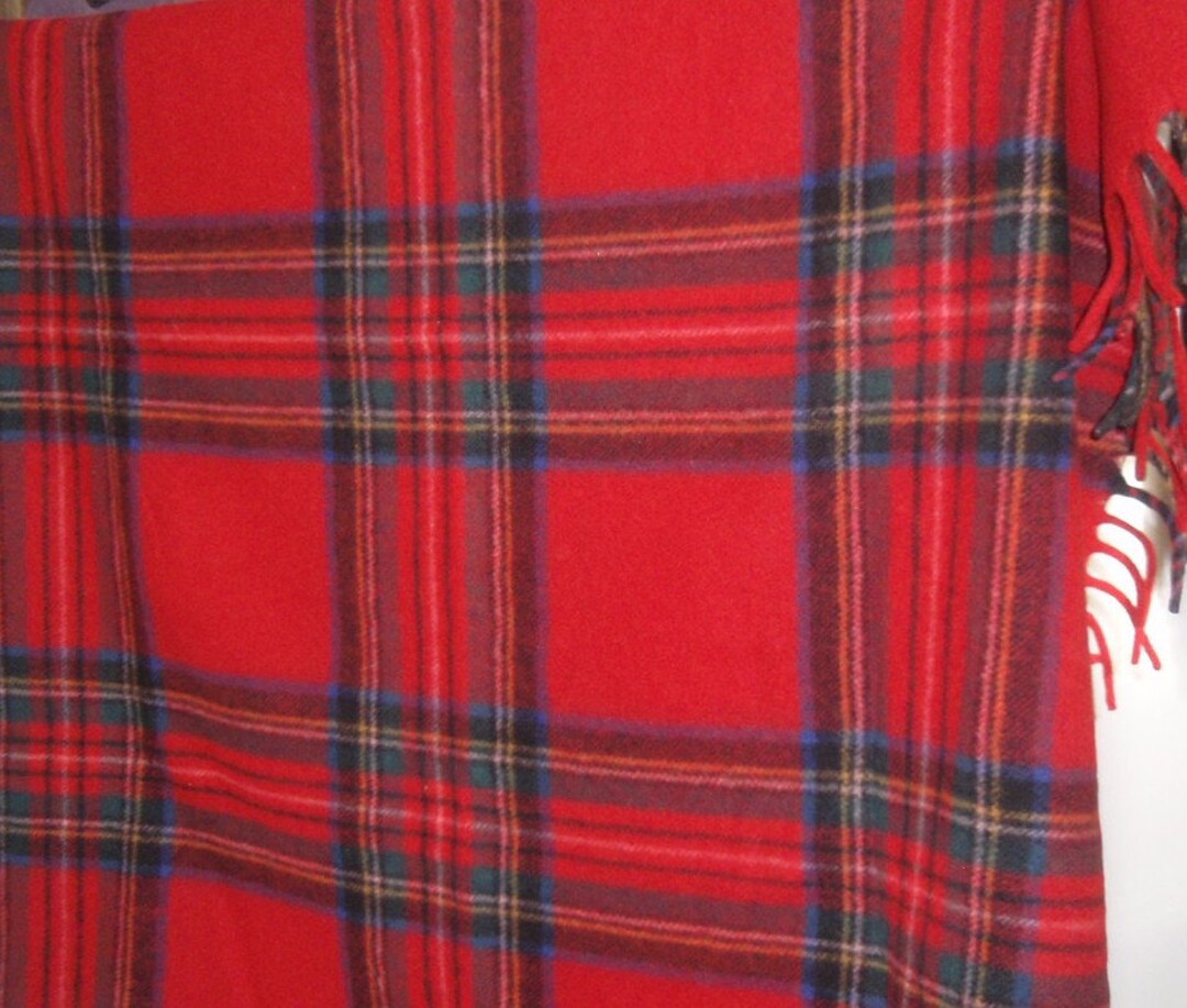 Virgin Wool Red Tartan Blanket/ Made in Romania/ Camp Blanket/ Stadium ...