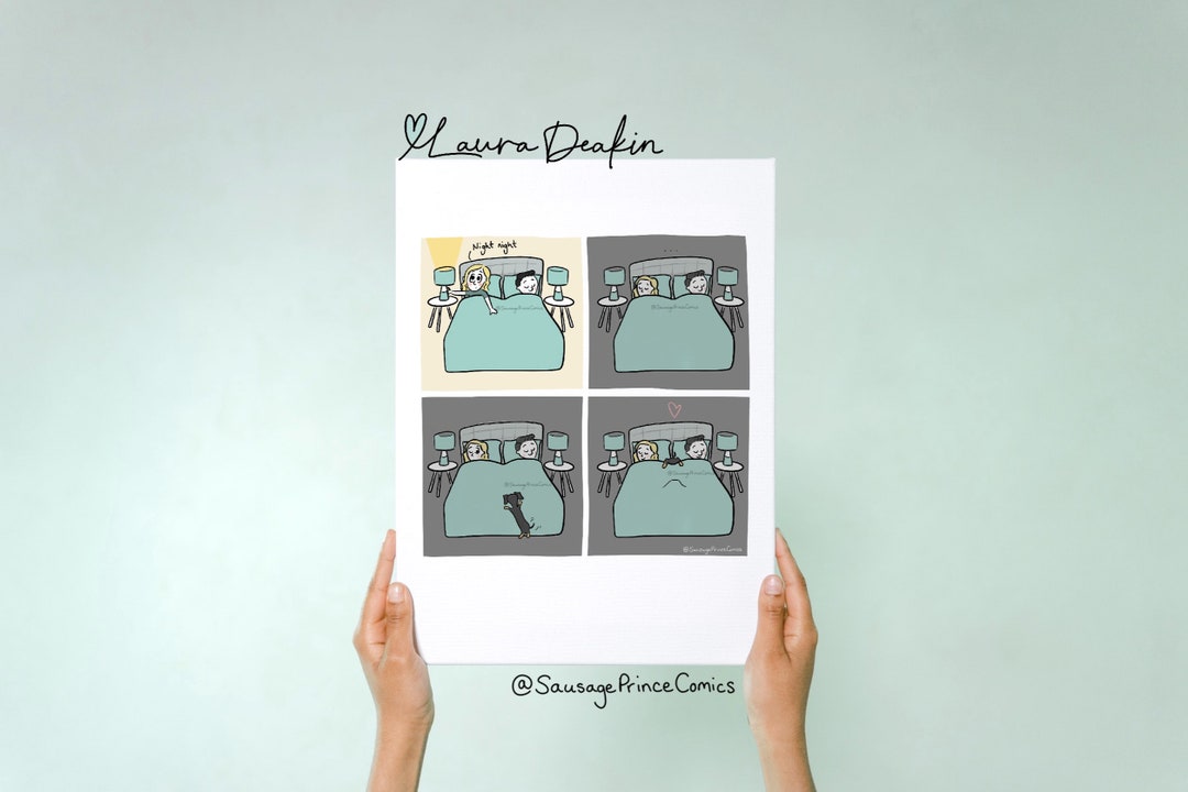 Bedtime Sausage Prince Comics, Art Print, Dog Lover, Dachshund, Sausage ...