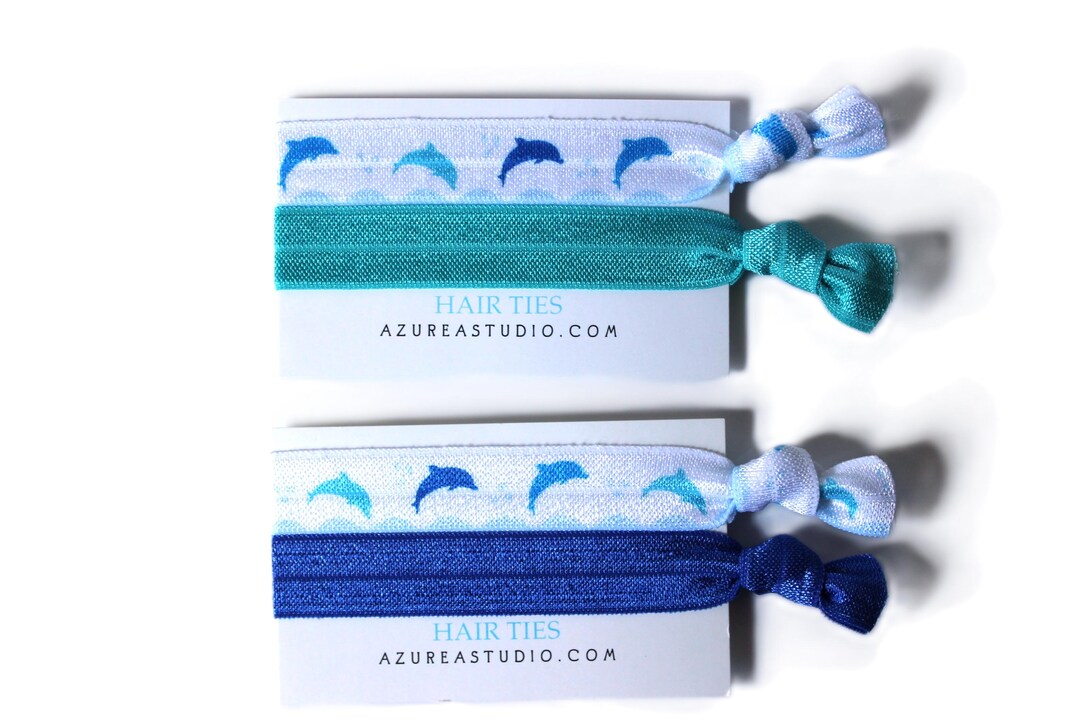 Dolphin Ocean Waves Hair Ties-white-navy Blue - Etsy