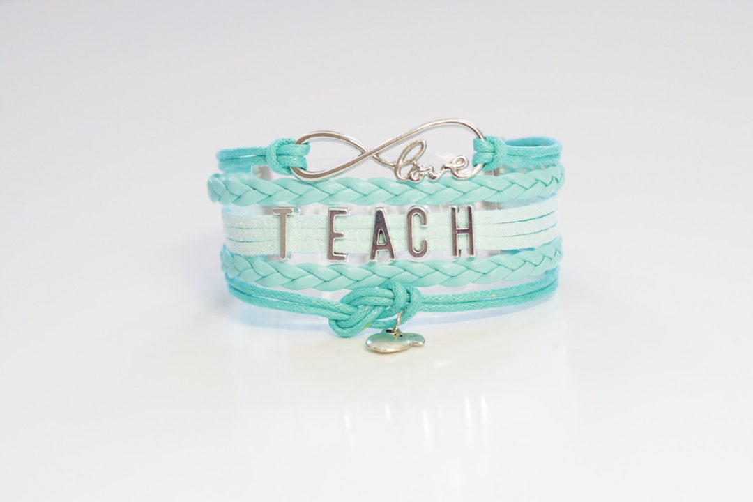 Love Infinity TEACH Apple Light Turquoise Cord Bracelet - Etsy
