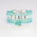 Love Infinity TEACH Apple Light Turquoise Cord Bracelet - Etsy