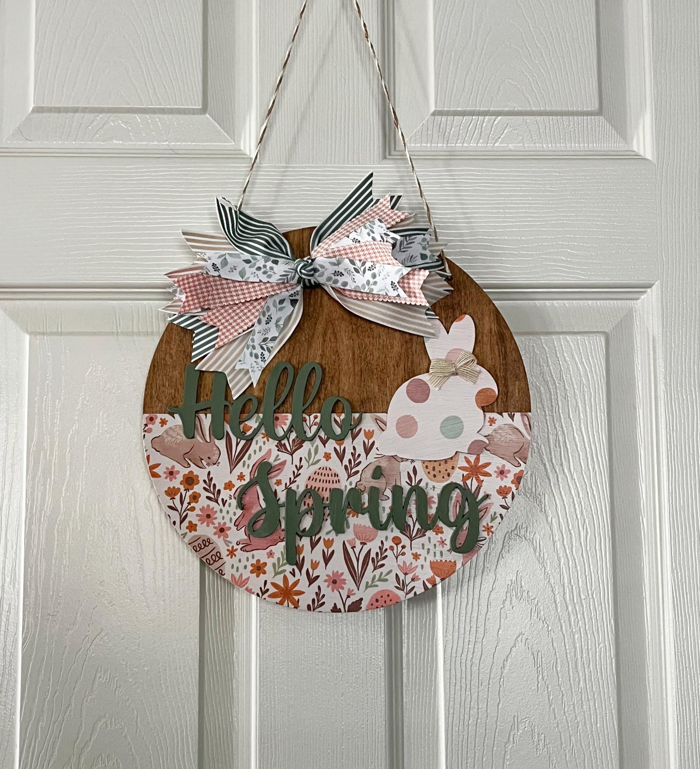 Hello Spring Door Hanger | Wood Door Hanger | FREE SHIPPING | Spring ...
