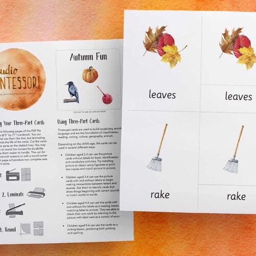 3-part Cards: Autumn Fun printable PDF - Etsy
