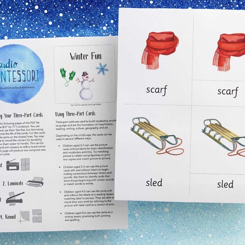 3-part Cards: Winter Fun printable PDF - Etsy