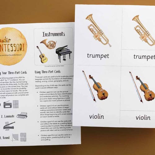 3-part Cards: Musical Instruments printable PDF - Etsy