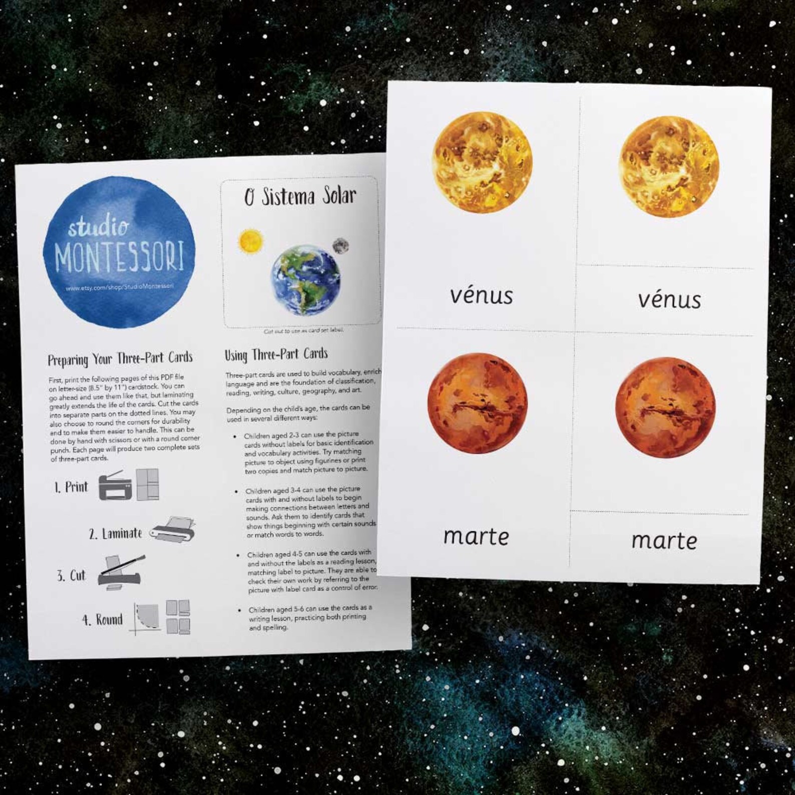 Cartões De 3 Partes: O Sistema Solar (PDF) - Etsy
