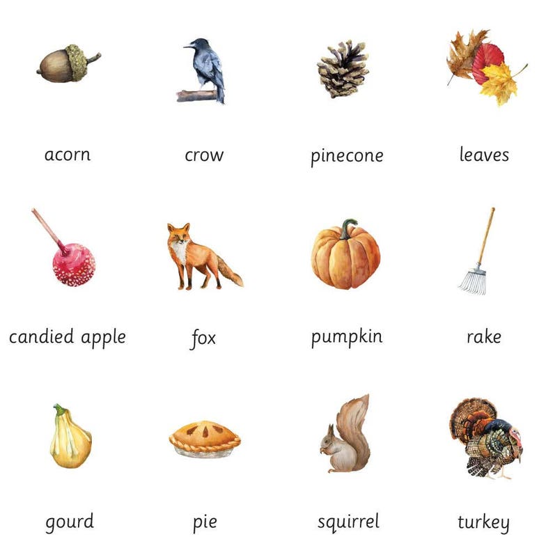 3-part Cards: Autumn Fun (printable PDF) - Etsy