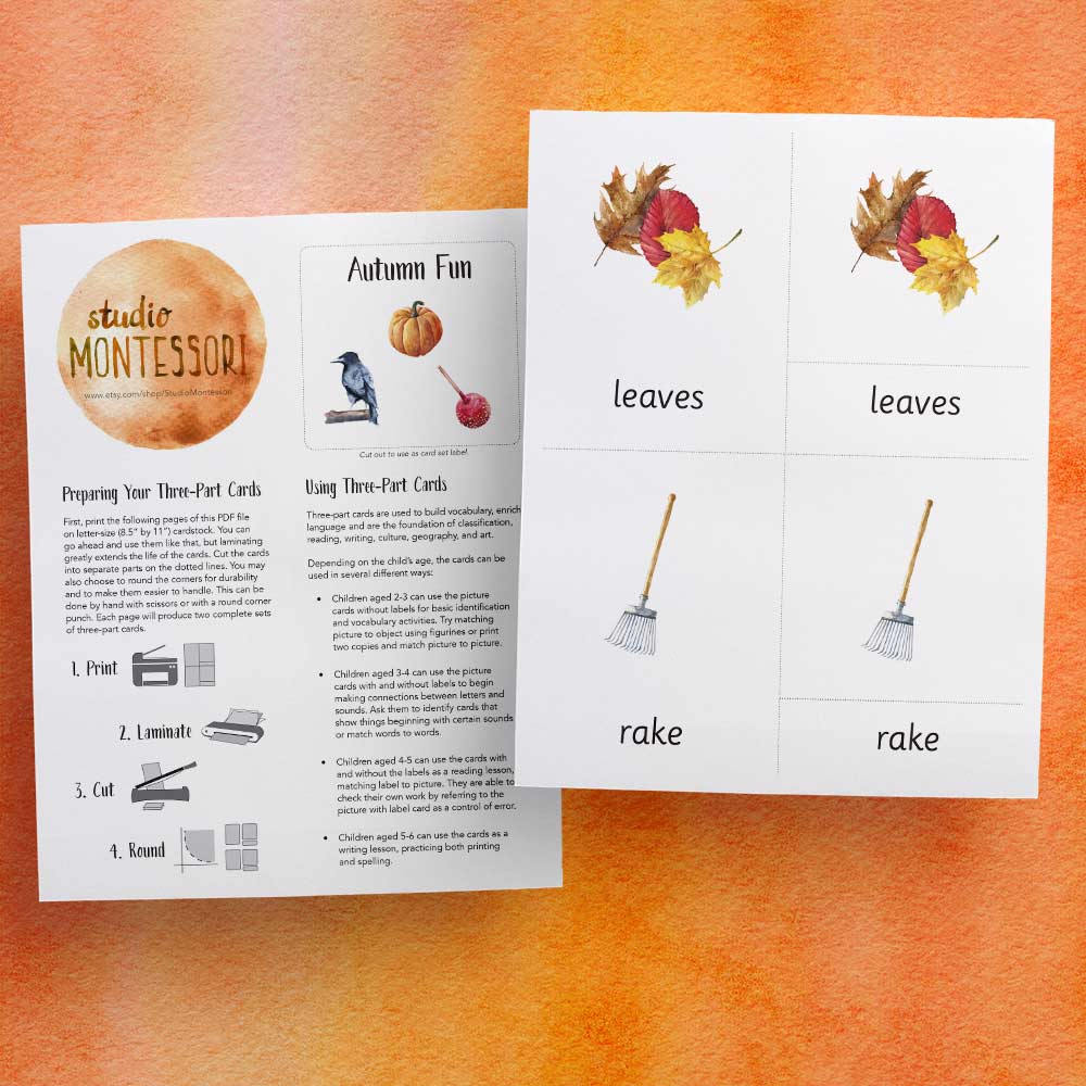 3-part Cards: Autumn Fun printable PDF - Etsy