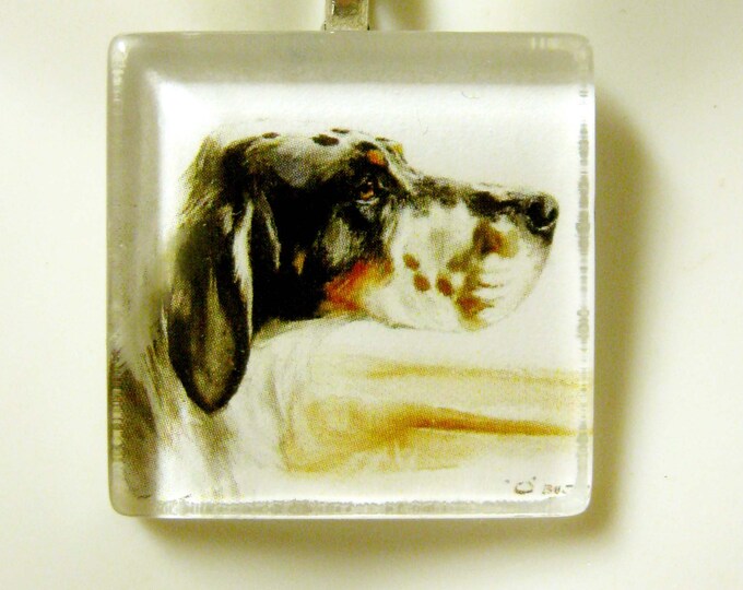 Tri-color English Setter Glass Pendant and Chain DGP01-246 - Etsy