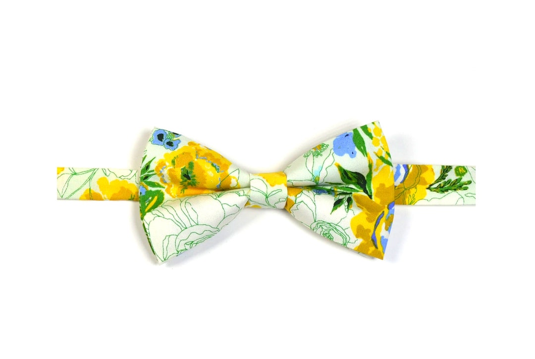 Floral Bowtie/yellow Floral Bow Tie/men's Bowtie/boy's Bowtie/wedding Bowtie/groomsmen Tie ...