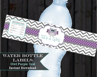 Owl themed water | Etsy