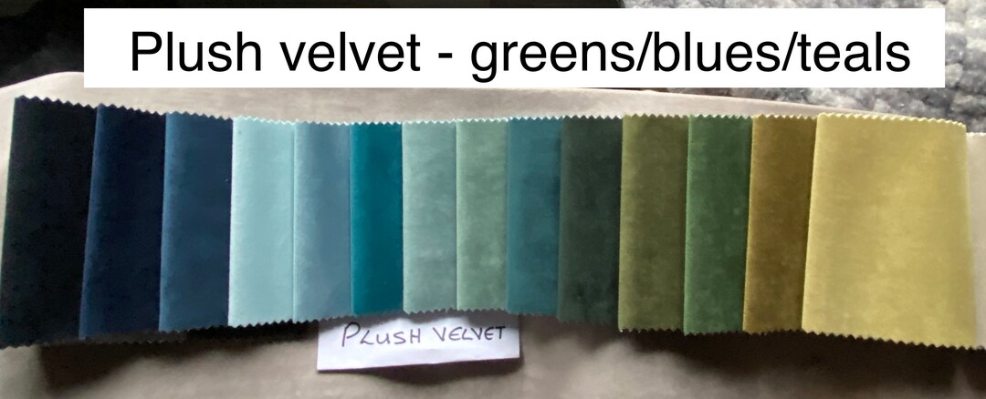 Green, Blue, Teal, Turquoise, Aqua, Duck Egg, Velvet FABRIC SAMPLE ...