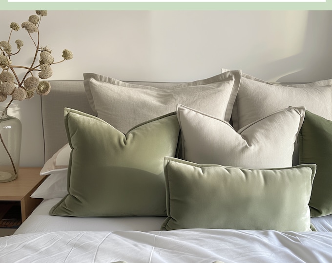 Neptune 'orla' Moss Green Thistle Pattern Fabric Handmade Cushion ...