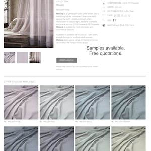 Sheer FABRIC SAMPLE for Made to Measure Curtains. Window Treatment ...