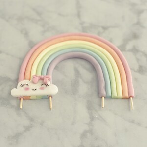Fondant Handmade Rainbow Cake Topper With 2D Cloud - Etsy
