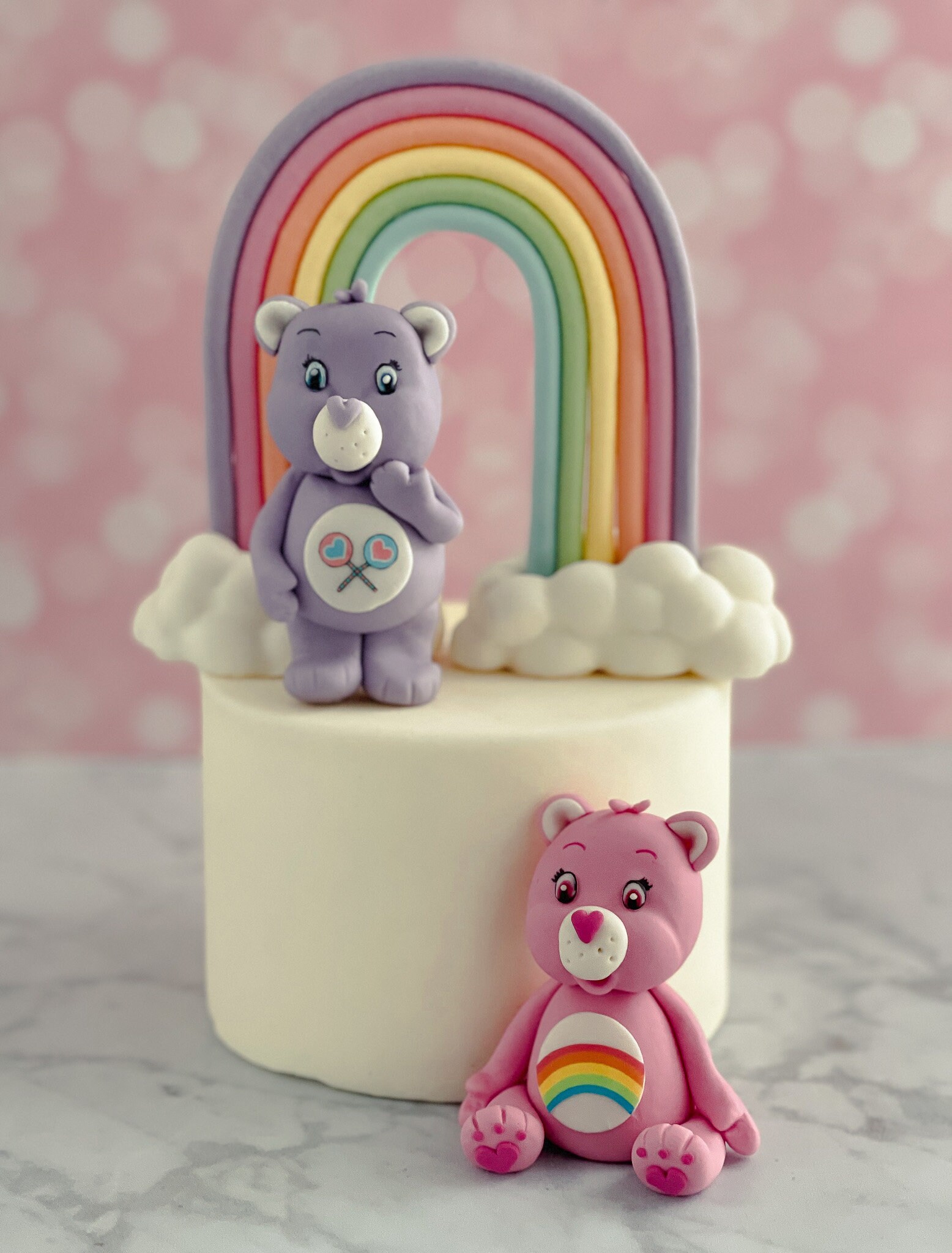 Fondant Handmade Rainbow Cake Topper With 2D Cloud - Etsy