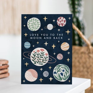 Love You to the Moon and Back Card - Love You Card - Planet Card ...