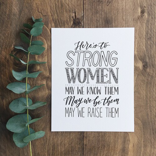 Here's to Strong Women Pink and White Printable Wall Decor | Etsy