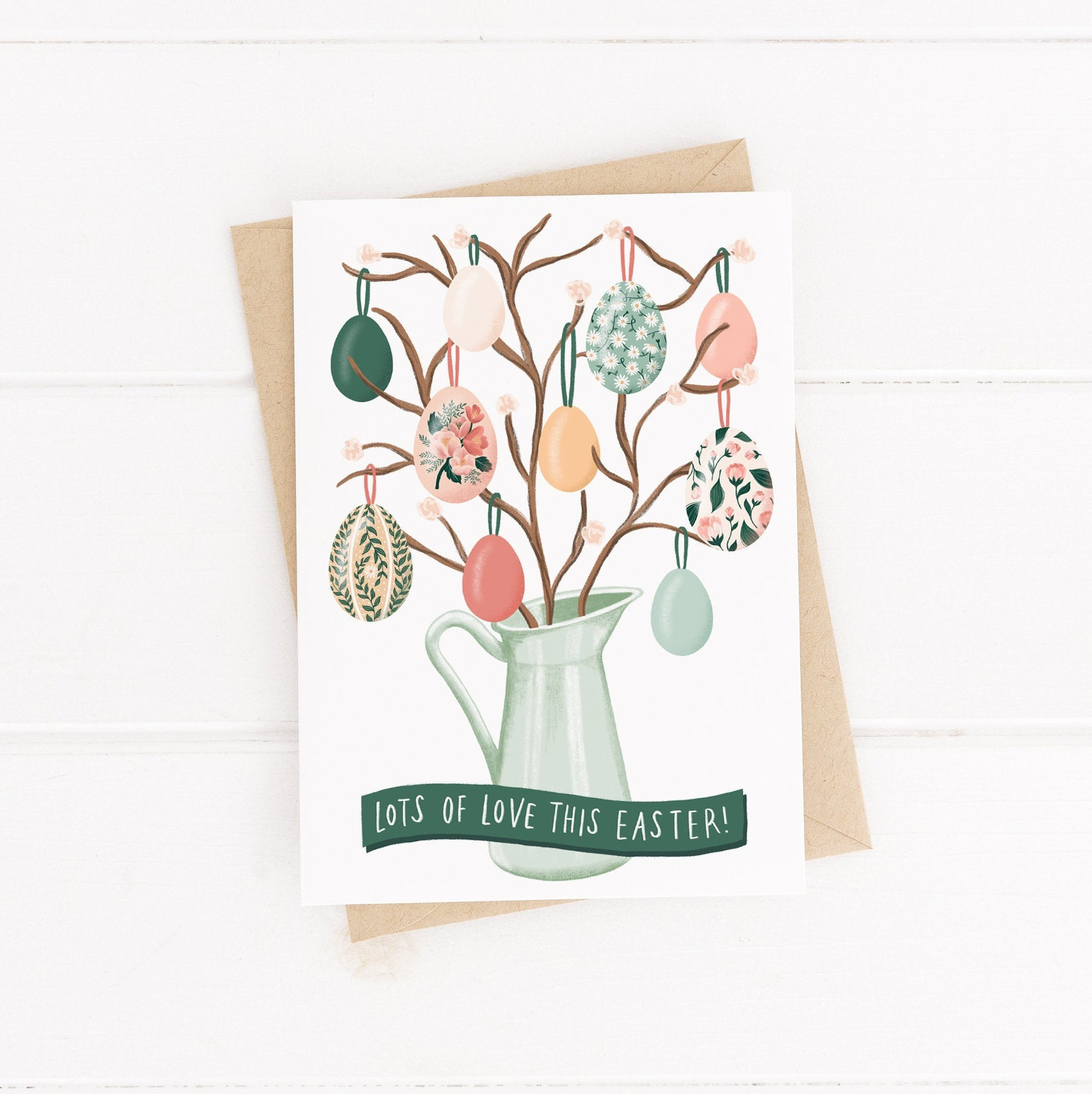 Easter cards Sending lots of love card Easter egg cards | Etsy