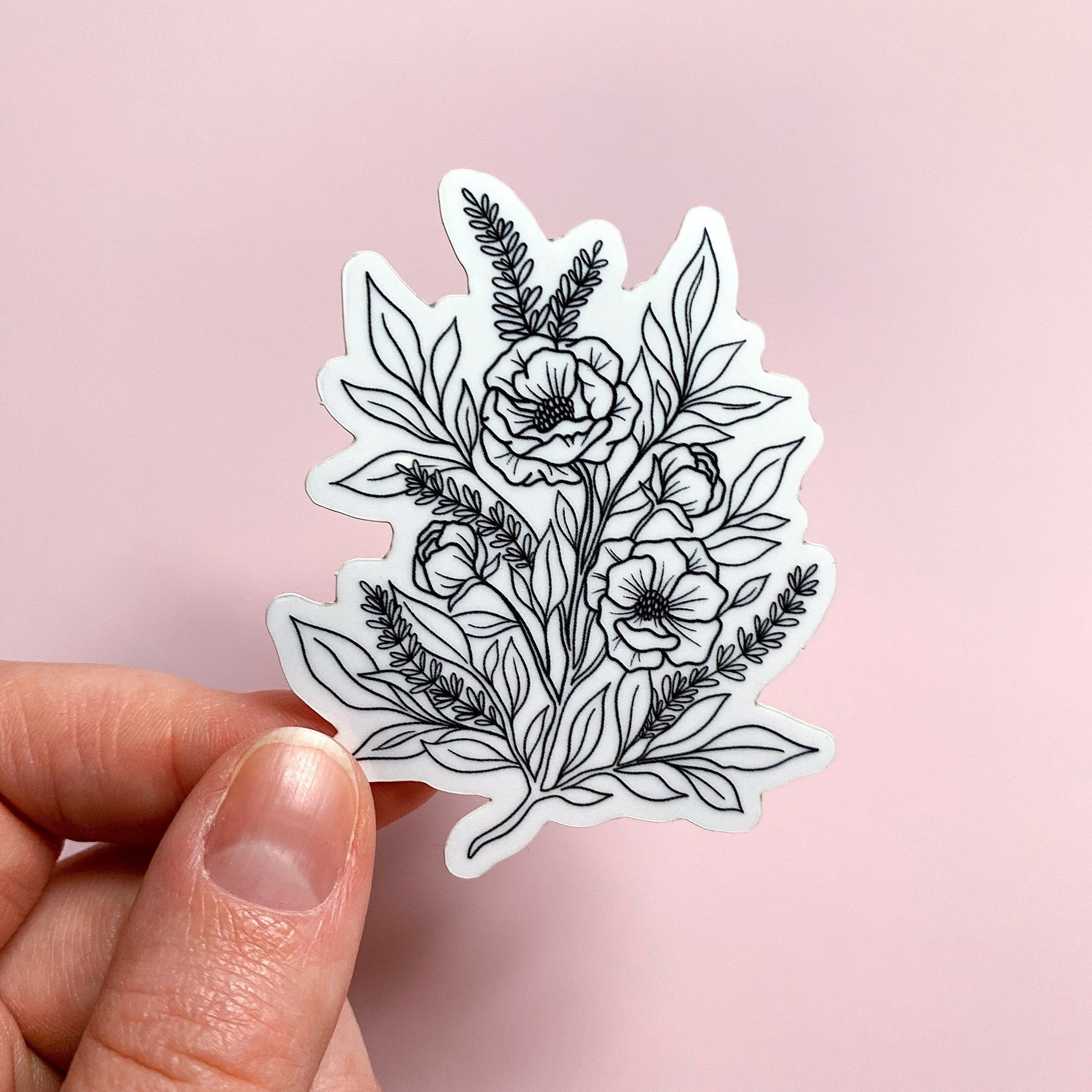 Floral Vinyl Sticker Pretty Stickers Cute Flower Sticker - Etsy UK