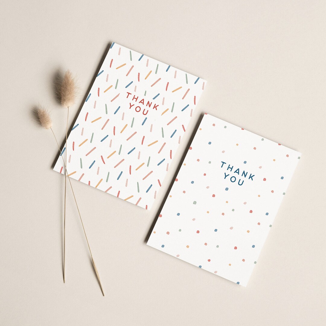 Polkadot & Sprinkle Thank You Card Multipack: Gratitude Cards - Etsy