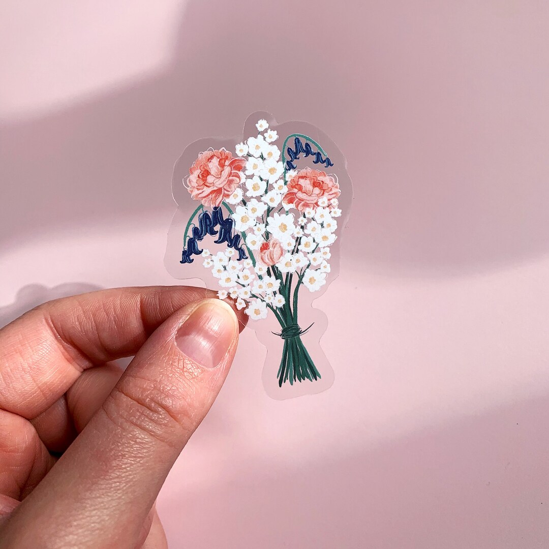 Floral Vinyl Sticker, Flower Sticker, Cute Sticker, Waterproof Sticker ...