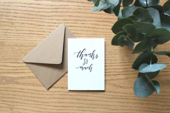 Thanks so Much Card Hand Lettered Thank You Card | Etsy