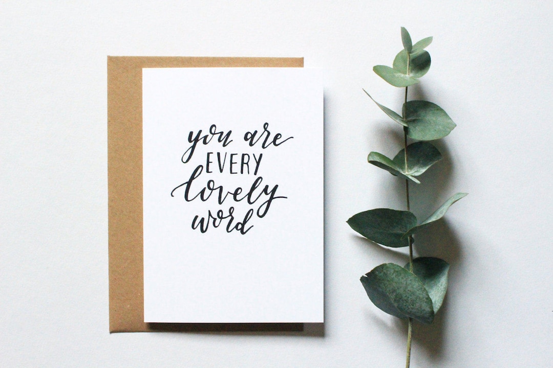 You Are Every Lovely Word Card - Hand Lettered Card Typography - Etsy