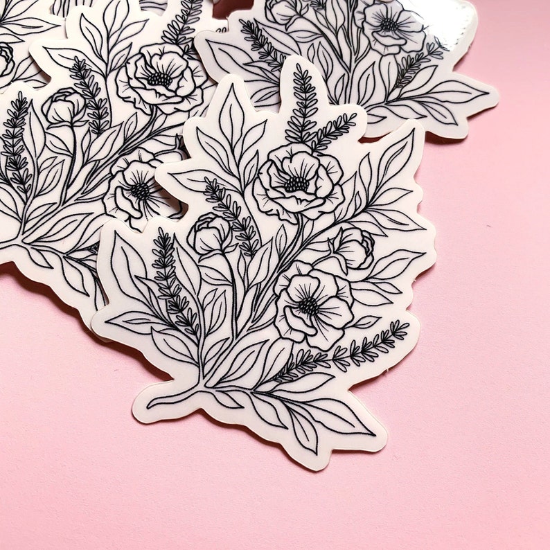 Floral Vinyl Sticker Pretty Stickers Cute Flower Sticker - Etsy UK