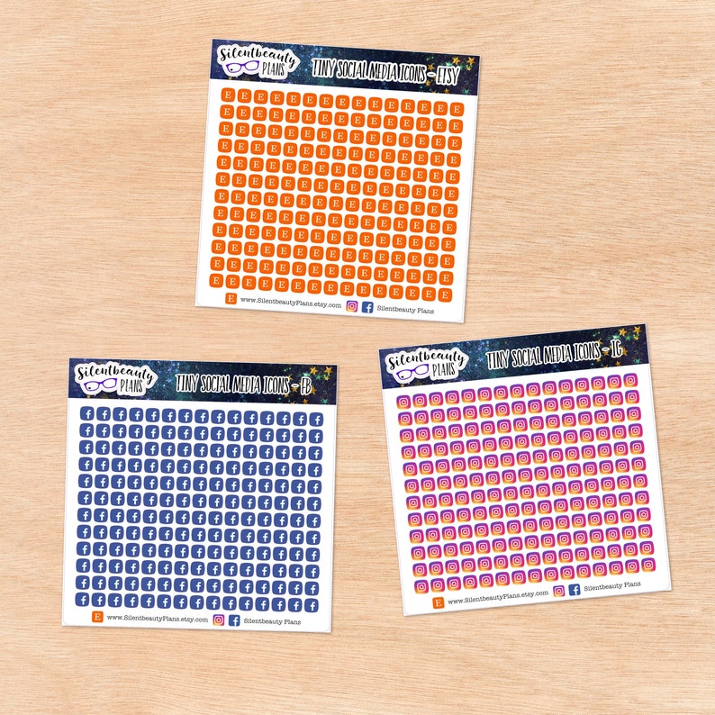 Tiny Social Media Stickers 7 Options 180 Stickers Planner | Etsy UK