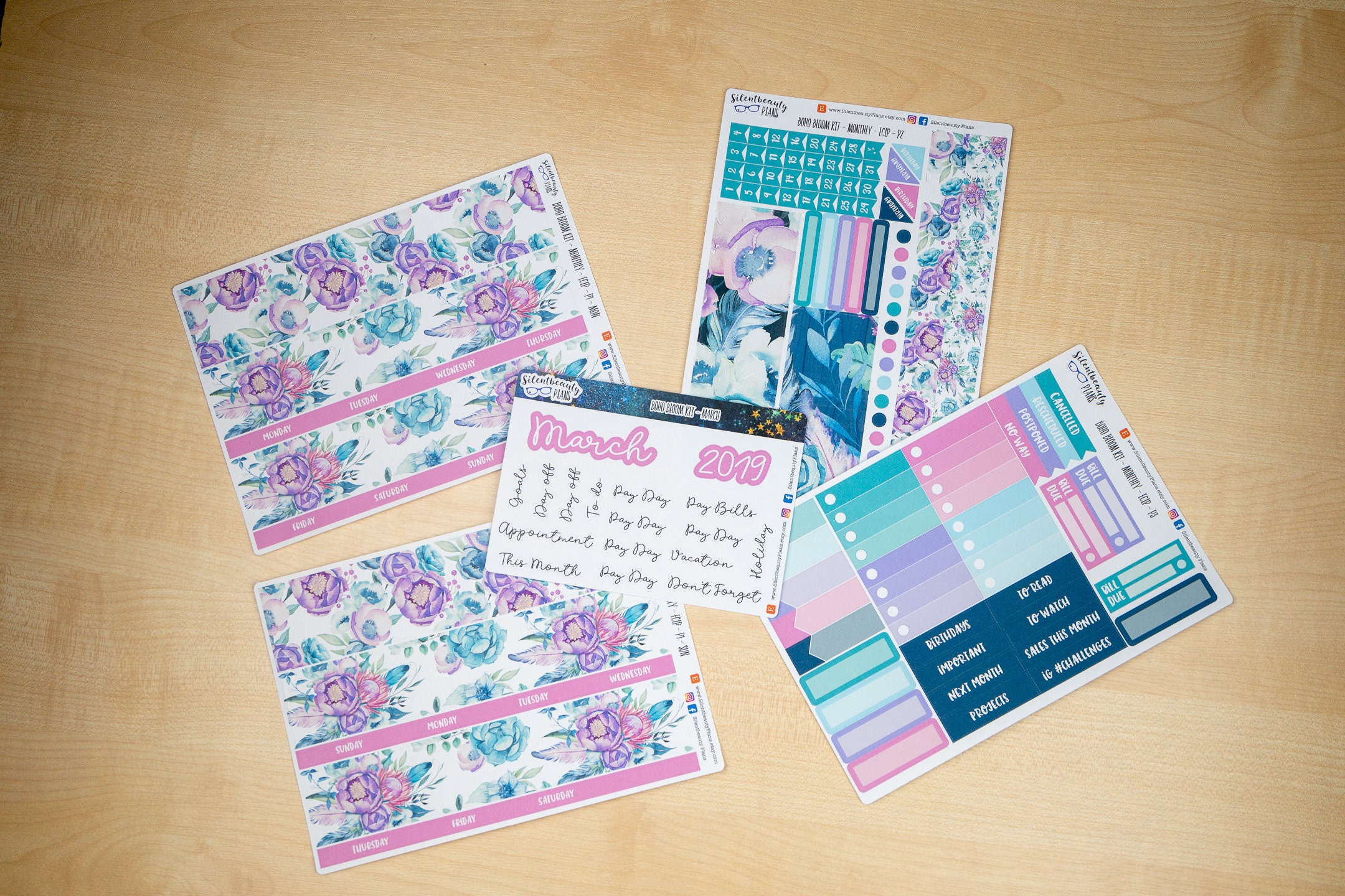 Boho Bloom Monthly Sticker Kit Pick your Month & Start Day | Etsy