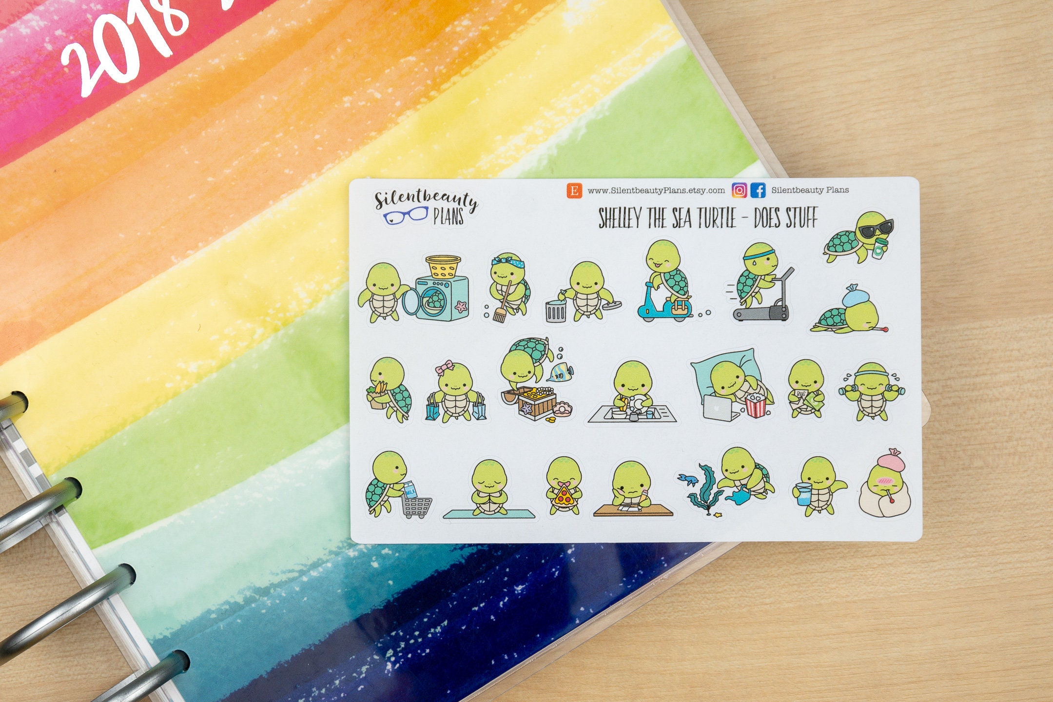 Cute Stickers Character Sampler Shelley the Sea Turtle Drinks Water UK ...