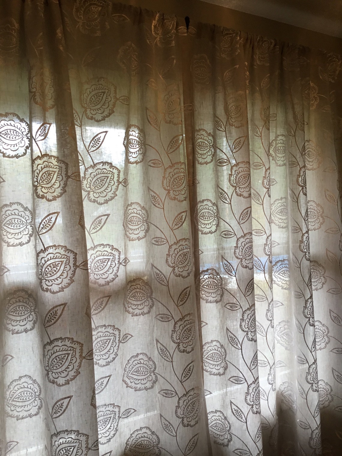 Embroidered Linen Sheer With Scarf Swag - Etsy