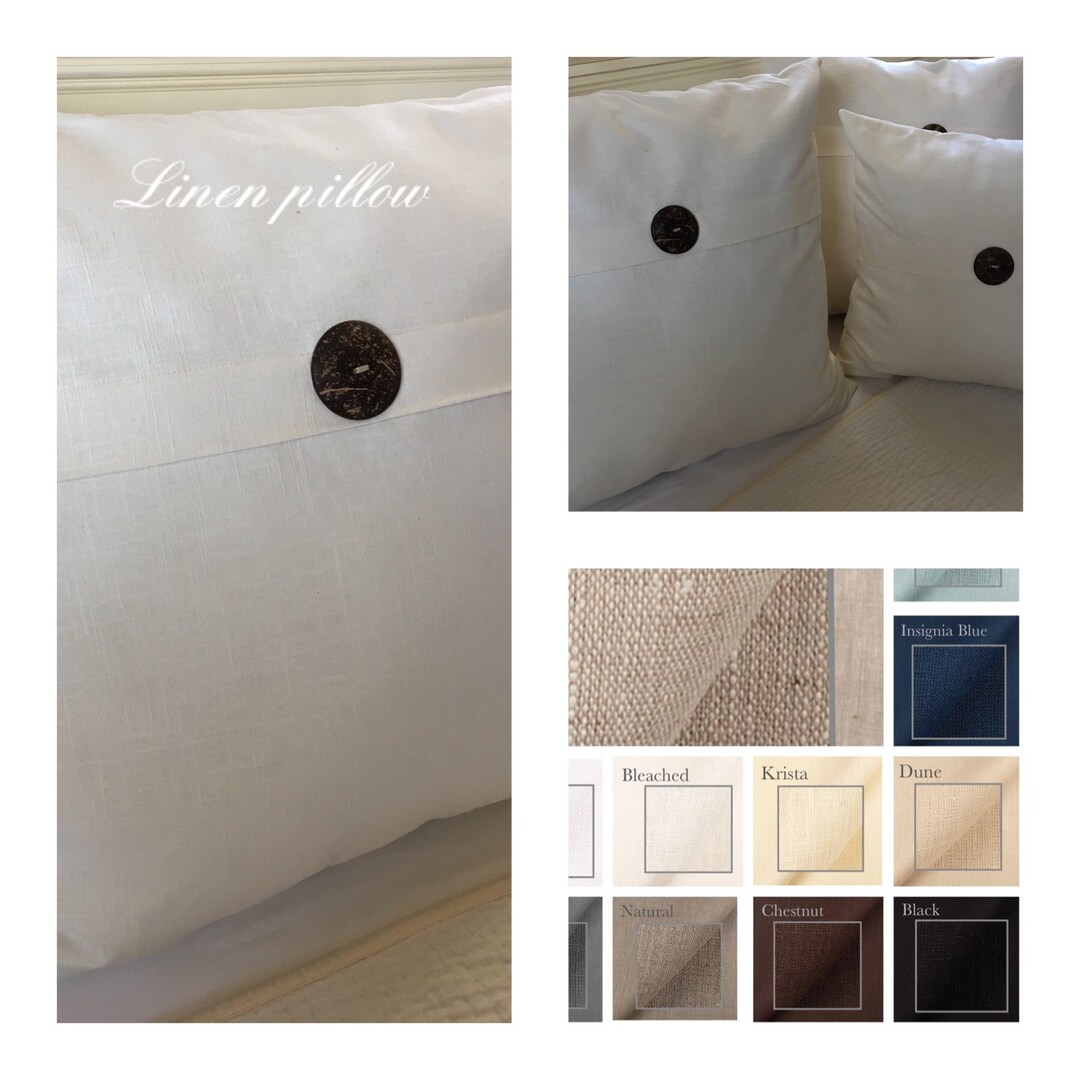 Linen Pillow Cover With Button - Etsy