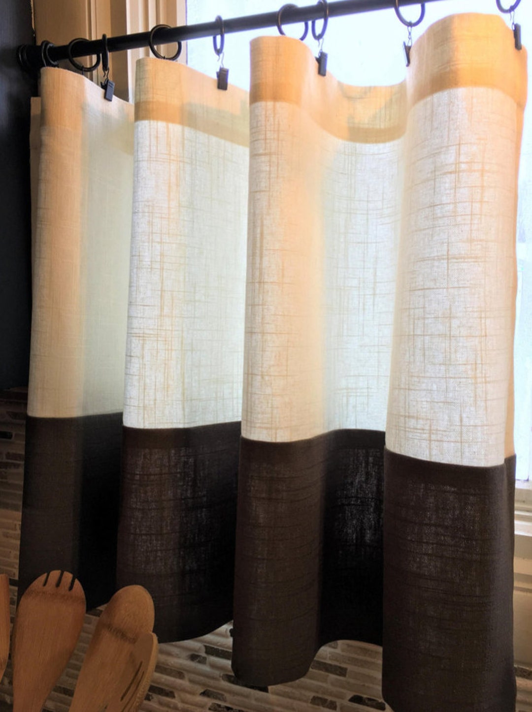 100% Linen Block Border Curtain Many Colors Lined Custom - Etsy