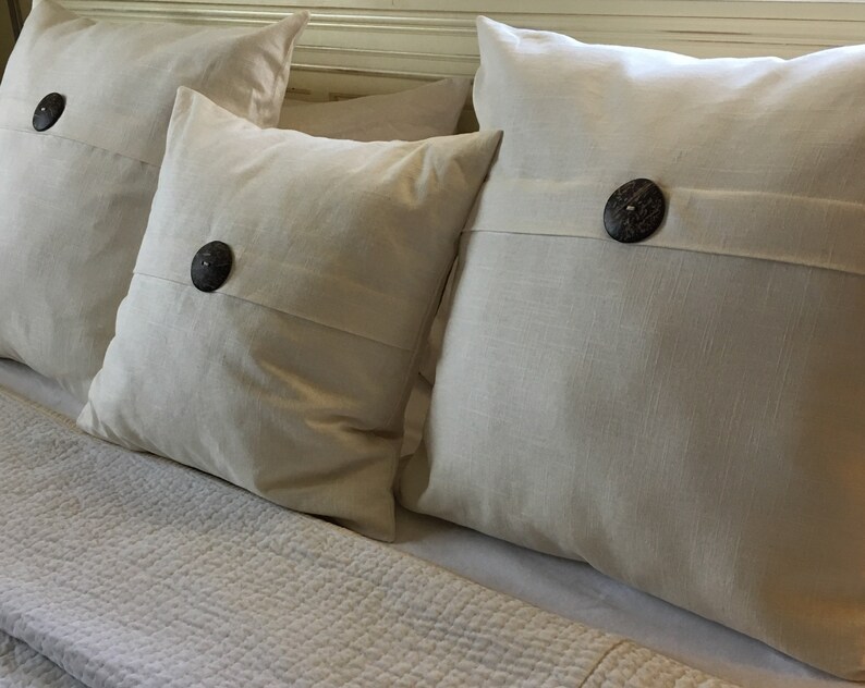 Linen Pillow Cover With Button - Etsy