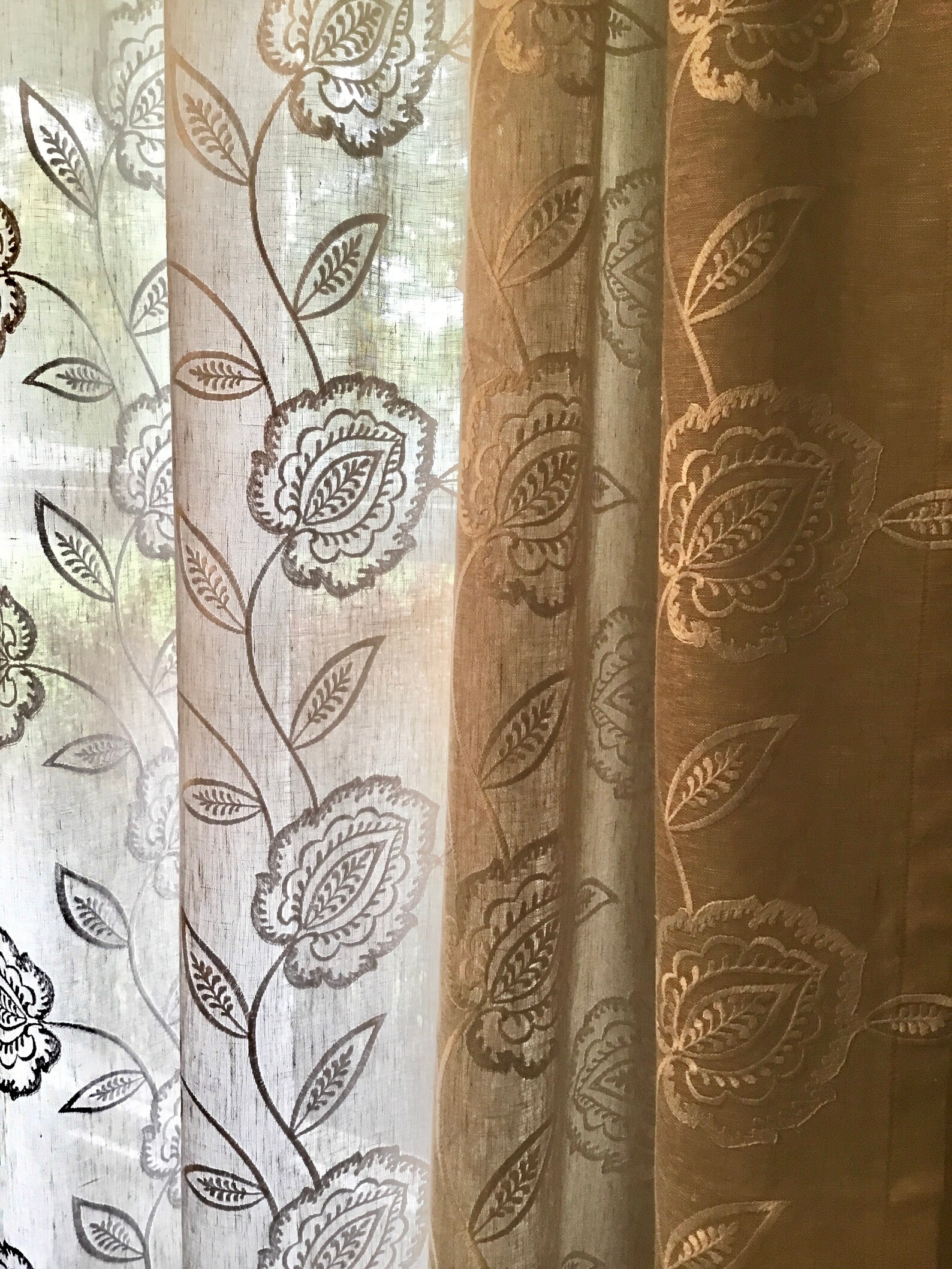 Embroidered Linen Sheer With Scarf Swag - Etsy