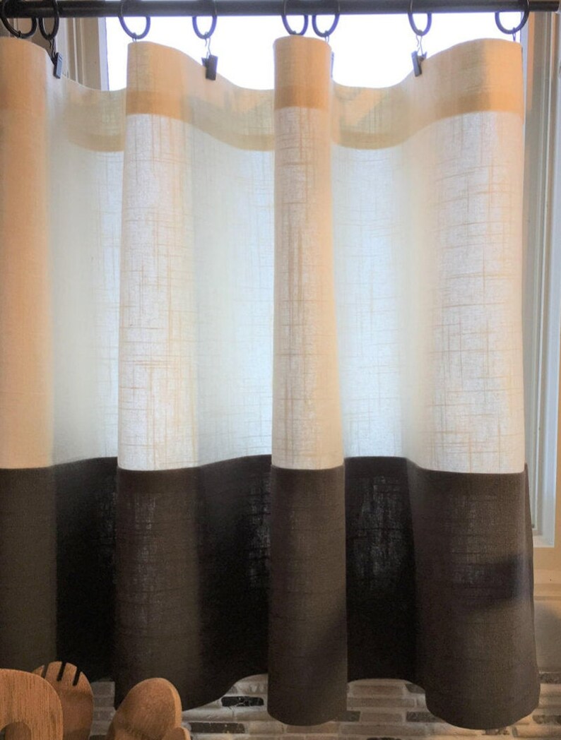 100% Linen Block Border Curtain Many Colors Lined Custom - Etsy