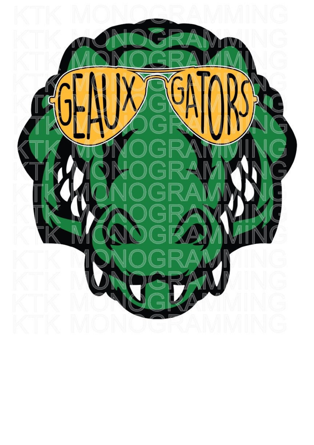 Gator Mascot With Sunglasses Geaux Gators Green and Gold PNG - Etsy
