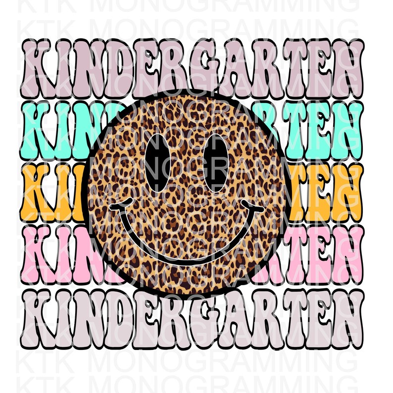 Kindergarten Pastel Repeat Leopard Smiley Face PNG - Etsy