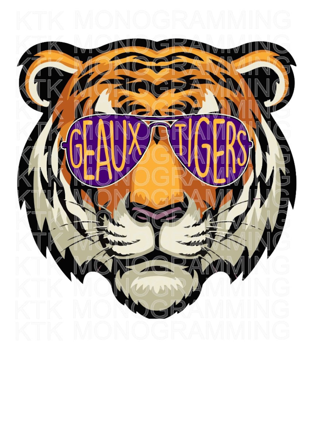 Tiger Mascot Geaux Tigers Sunglasses PNG - Etsy
